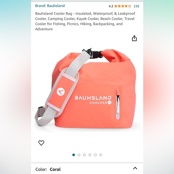 Amazon | Other | Insulated Water Proof Leak Proof Cooler Coral Colored ...